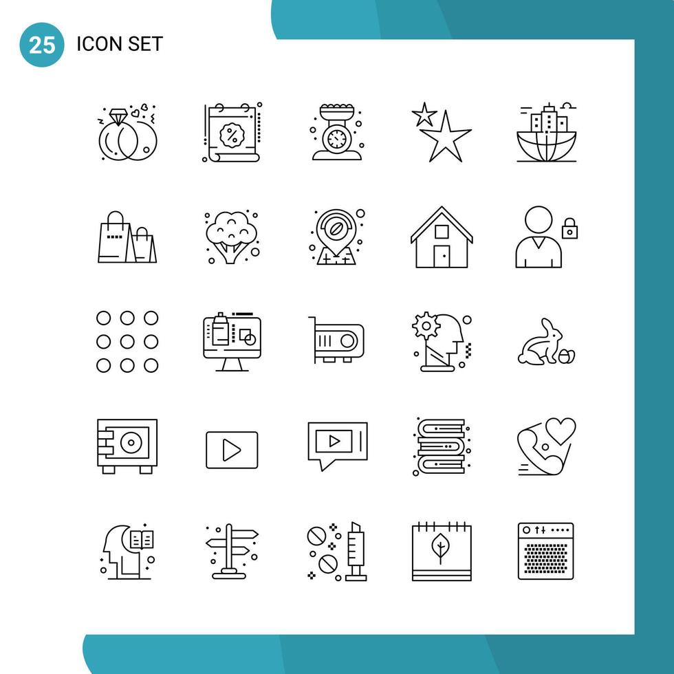 Vector Pack Of 25 Outline Symbols Line Style Icon Set On White Background For Web And Mobile