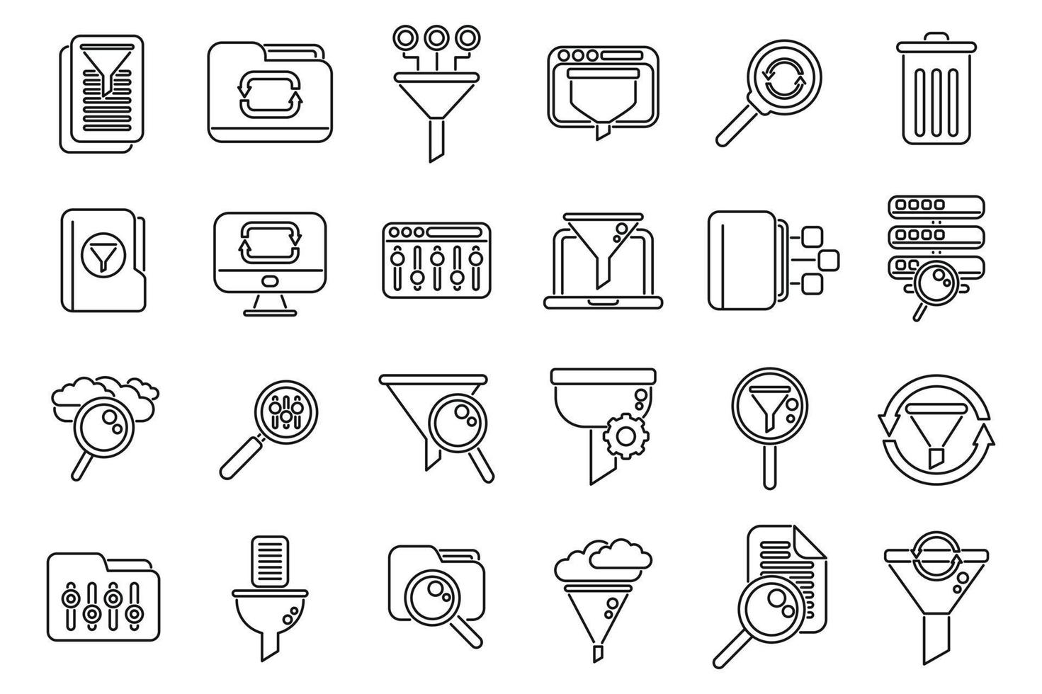 Filter search icons set outline vector. Filter interface 14863231 ...