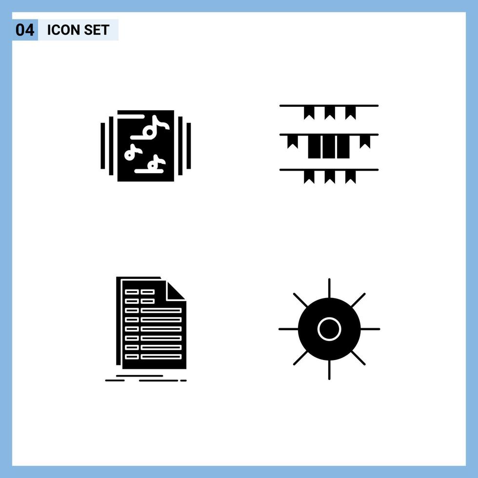 Set of 4 Vector Solid Glyphs on Grid for collection excel banner ireland invoice Editable Vector ...