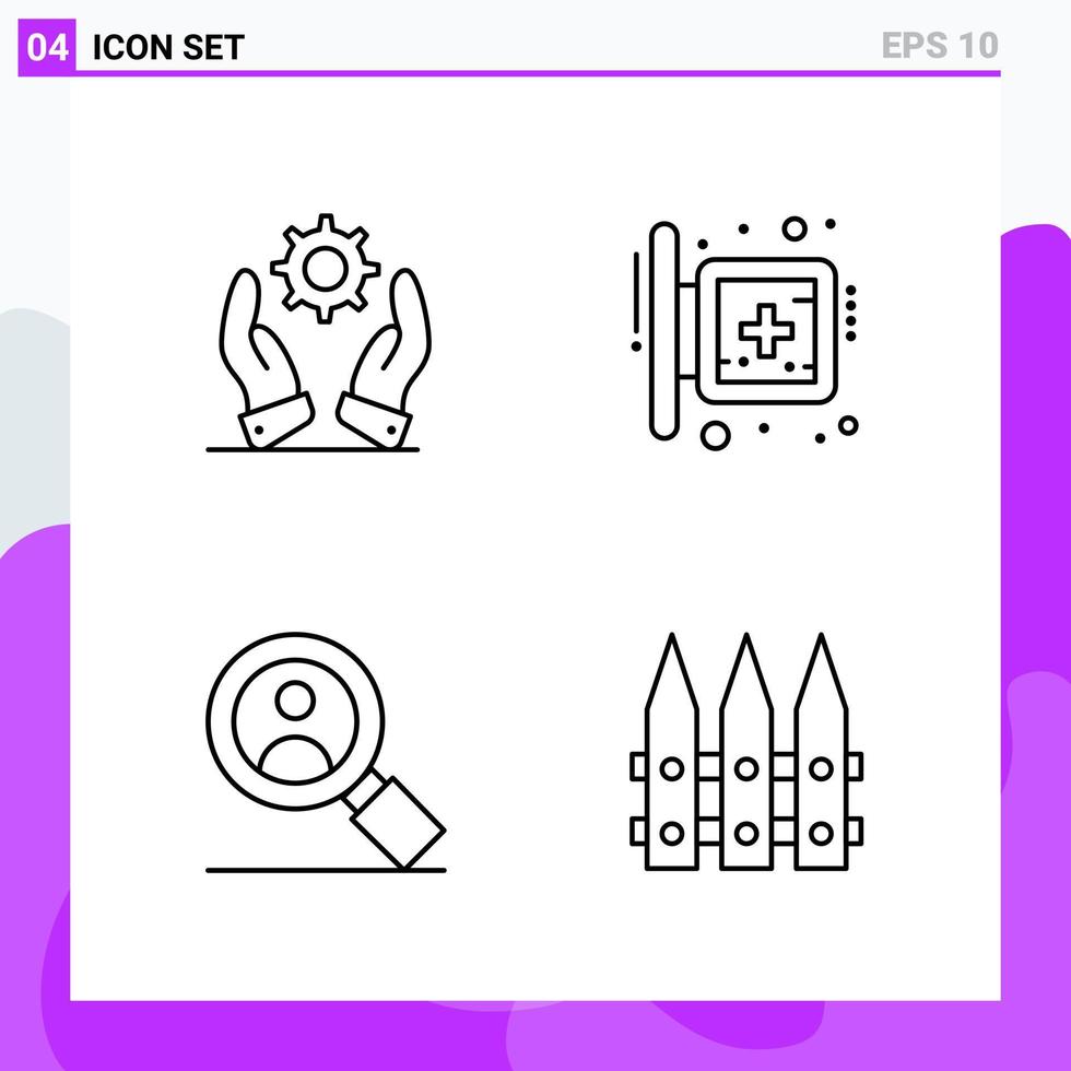 Set of 4 icons in Line style. Creative Outline Symbols for Website ...