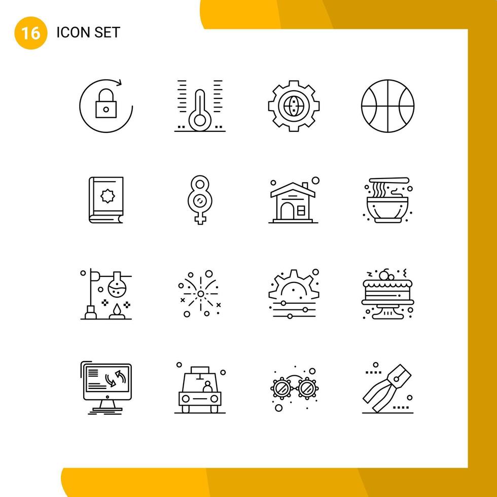 User Interface Pack Of 16 Basic Outlines Of Book Web Browser Set Gear Editable Vector Design