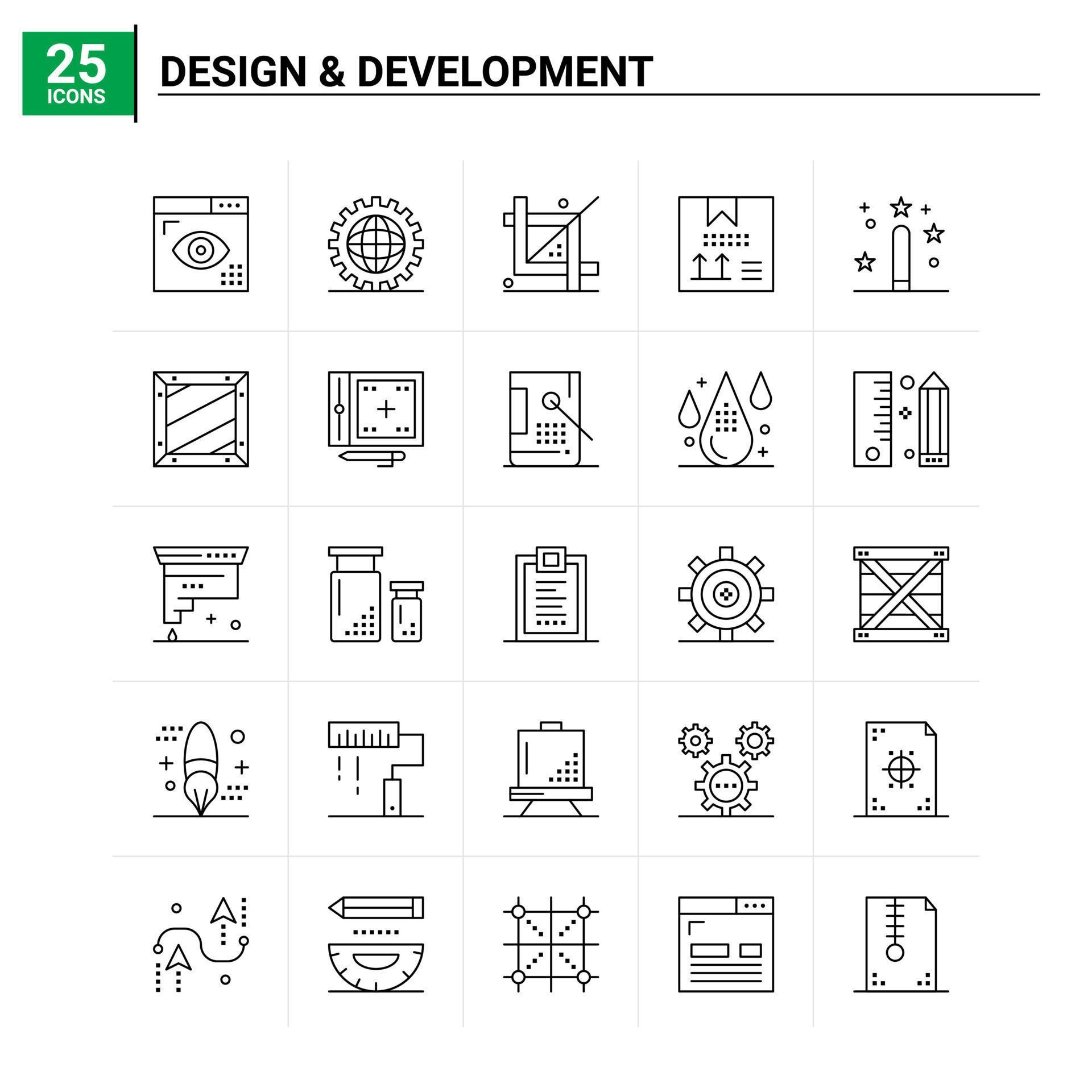 25 Design Development icon set vector background 14867729 Vector Art at ...