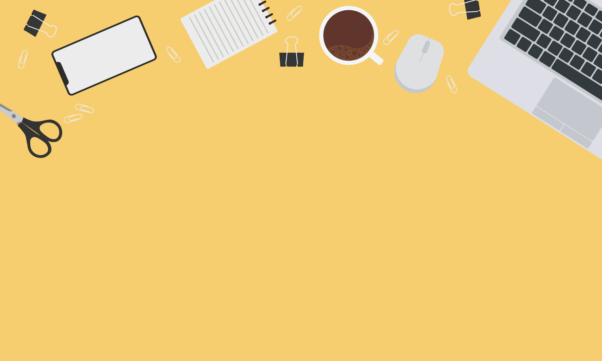 Top view of modern business office workspace background. Flat ... Top view of modern business office workspace background. Flat ...