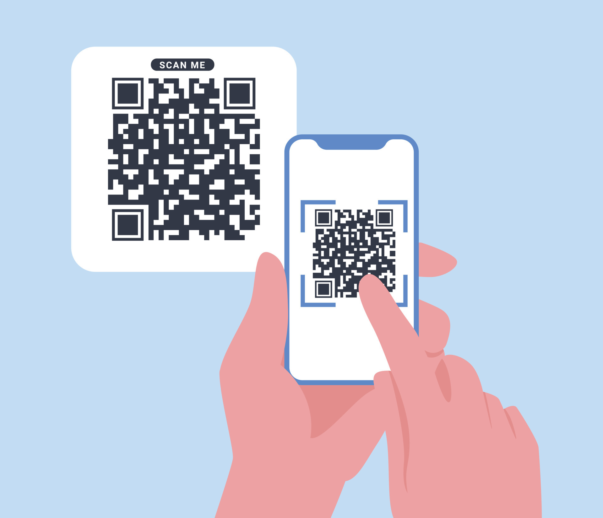 Qr Code Scan With Smartphone In A Hand Barcode For Payment E Wallet Cashless Technology