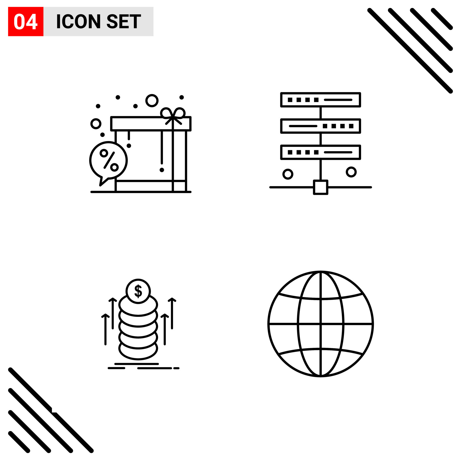 Pixle Perfect Set Of 4 Line Icons Outline Icon Set For Webite Designing And Mobile Applications