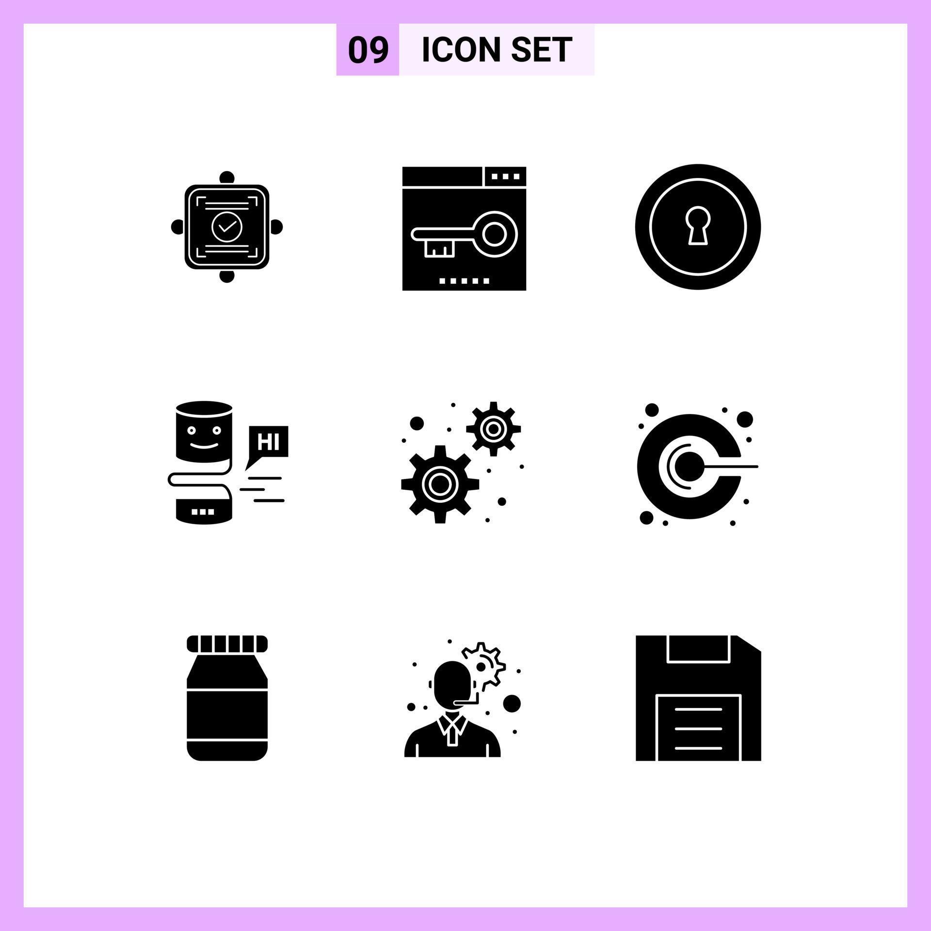 Set of 9 Modern UI Icons Symbols Signs for gears big think page ...