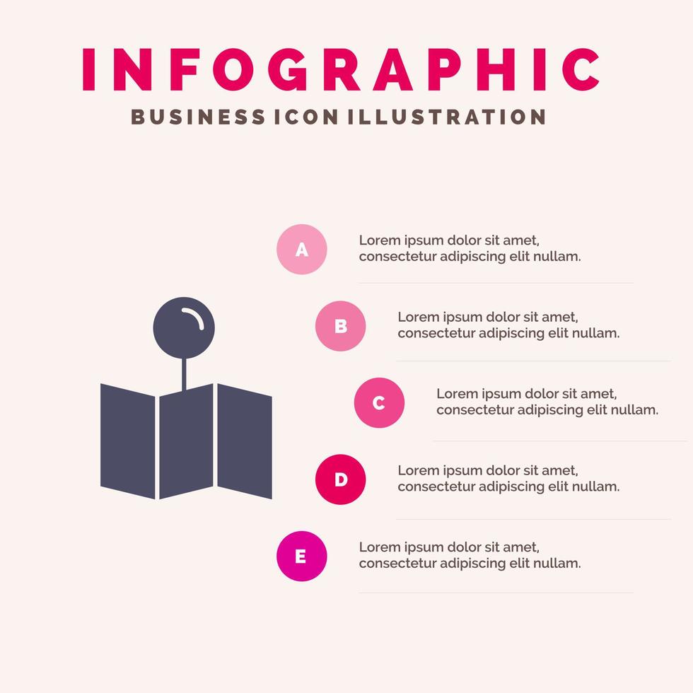 Location Map Pointer Pin Solid Icon Infographics 5 Steps Presentation Background 14870321 Vector