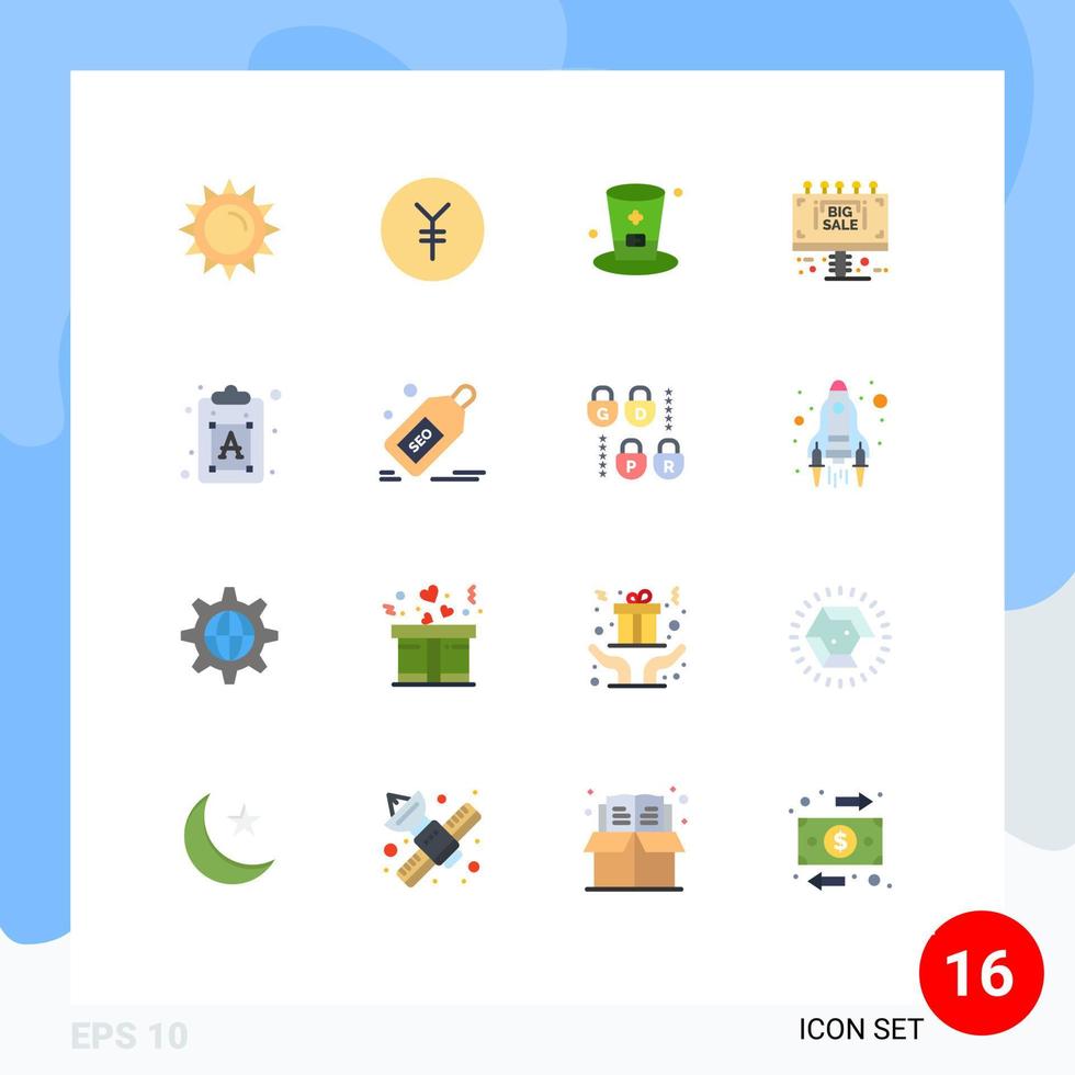 16 Universal Flat Colors Set For Web And Mobile Applications Font Creative Drink Sale Board Info