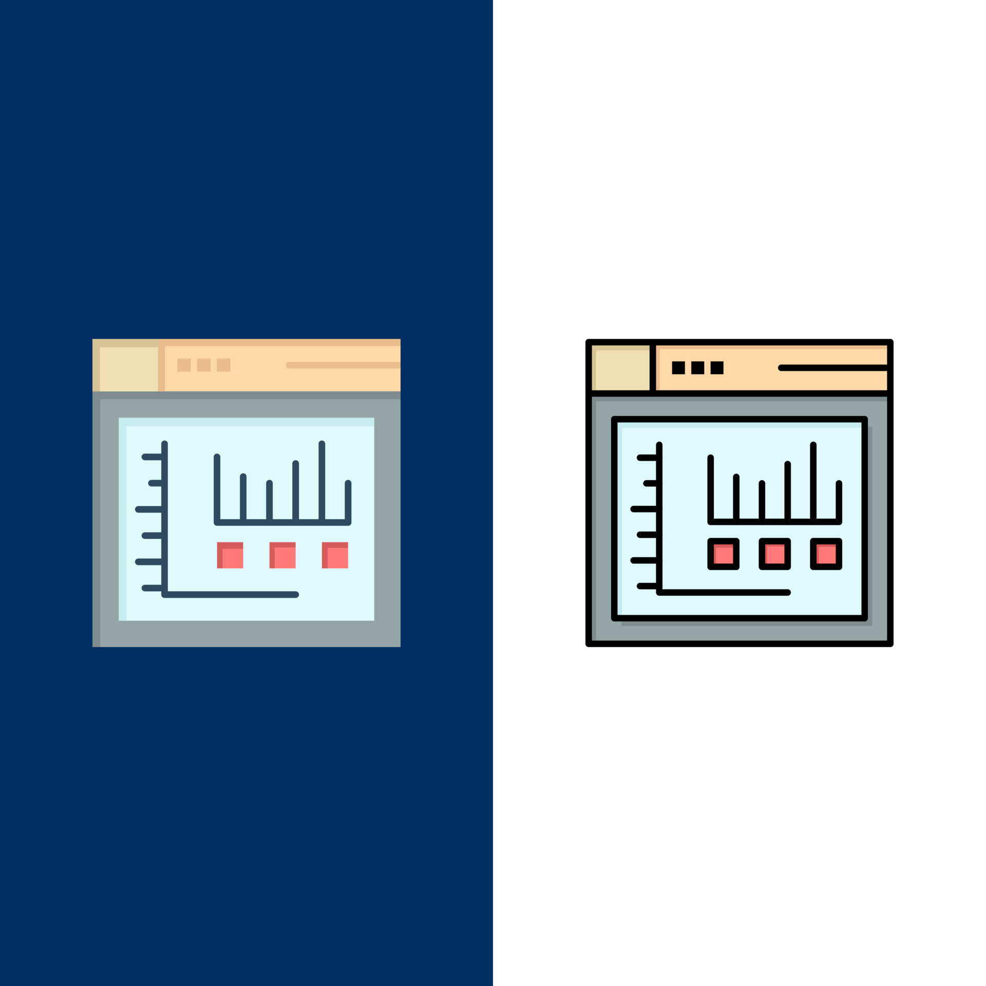 Browser Internet Web Static Icons Flat And Line Filled Icon Set Vector