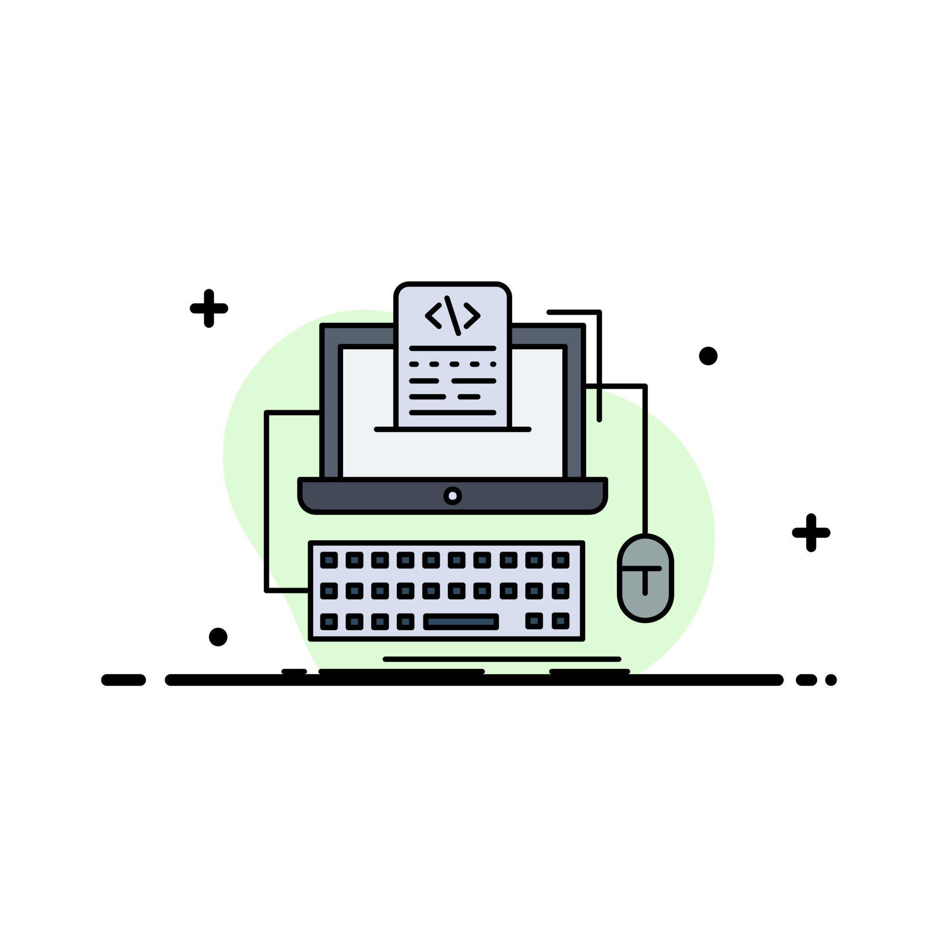 Code Coding Computer Monoblock Screen Flat Color Icon Vector 14870650 Vector Art At Vecteezy