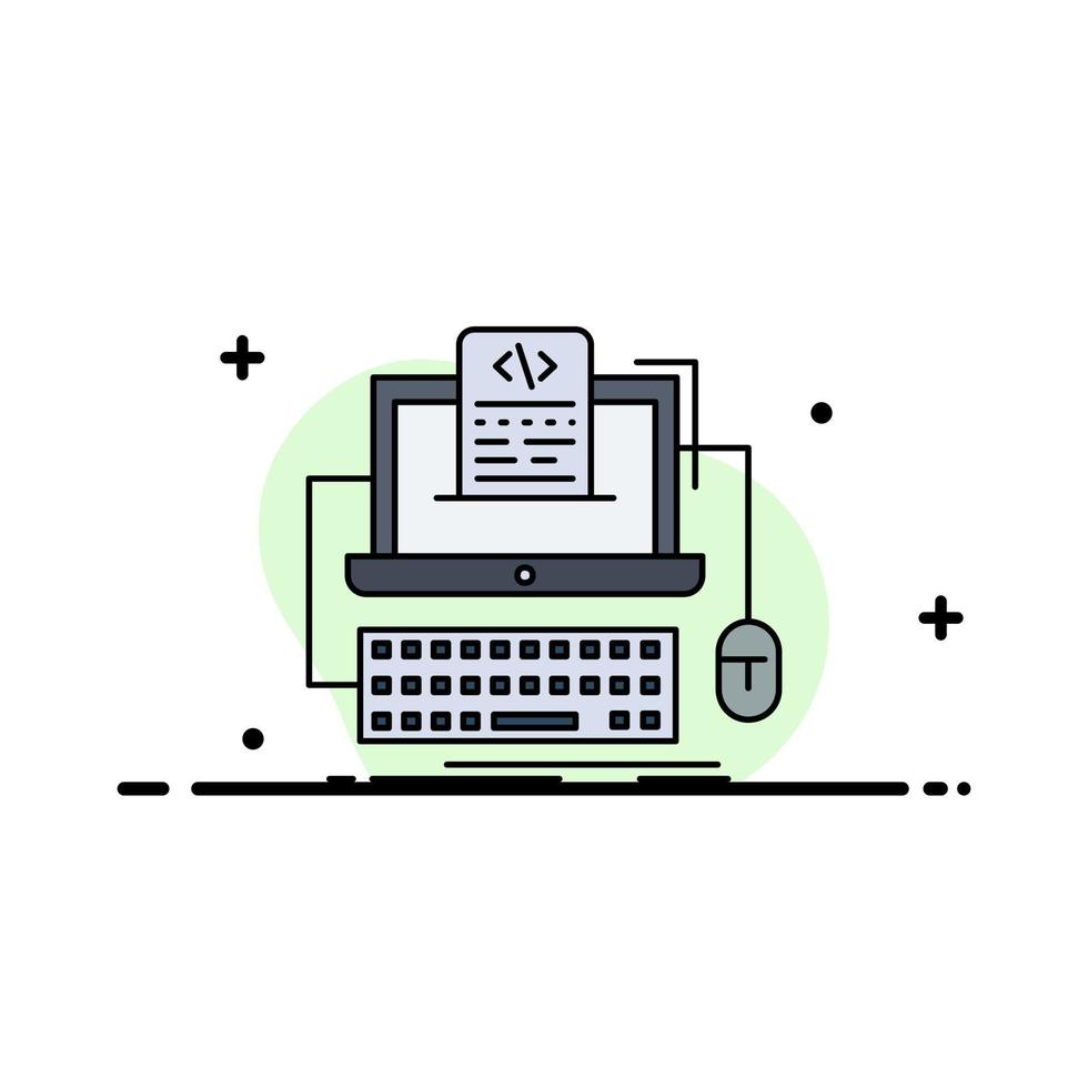 Code Coding Computer Monoblock Screen Flat Color Icon Vector 14870650 Vector Art At Vecteezy
