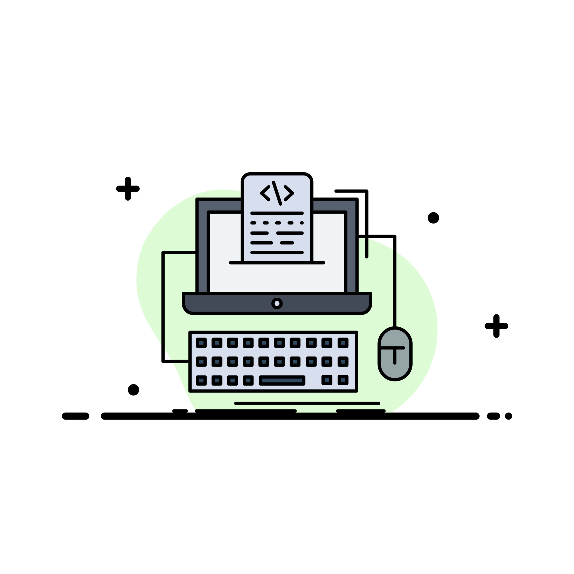 Code Coding Computer Monoblock Screen Flat Color Icon Vector 14870650 Vector Art At Vecteezy