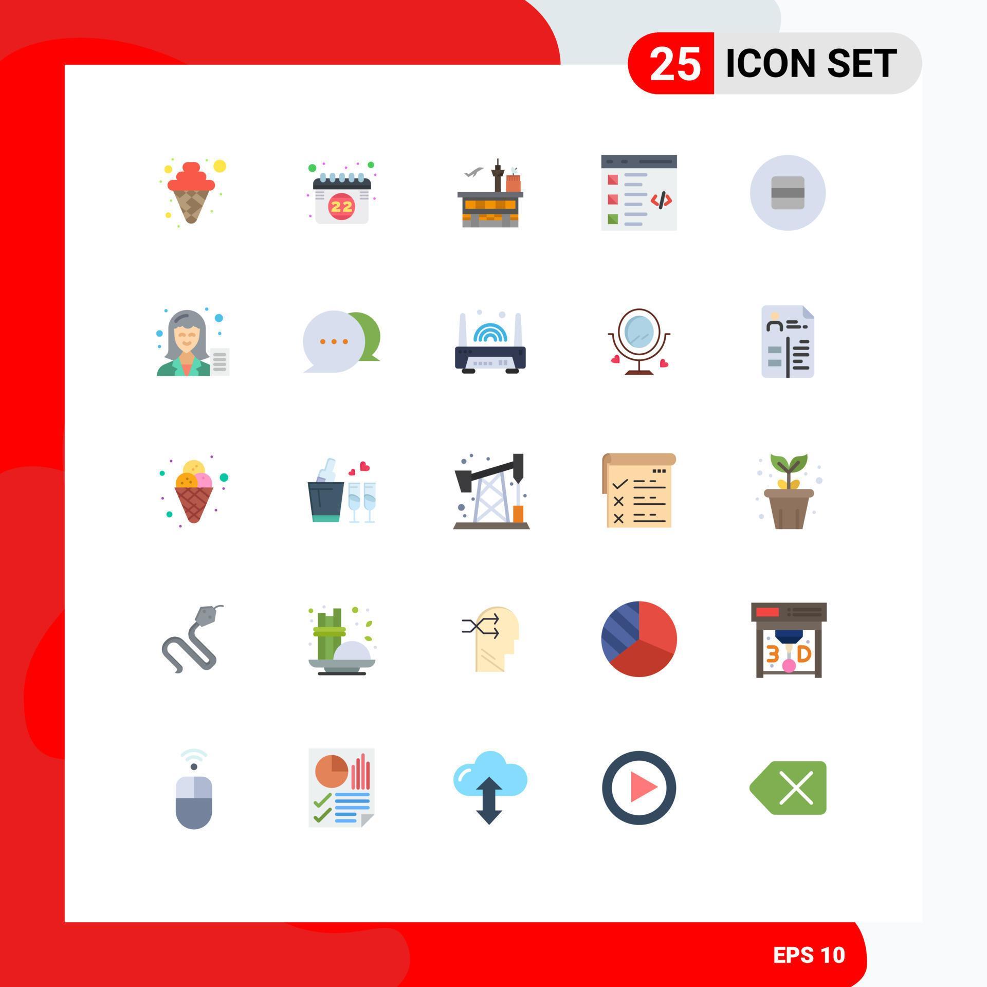 25 Thematic Vector Flat Colors And Editable Symbols Of List Develop Conveyance Coding
