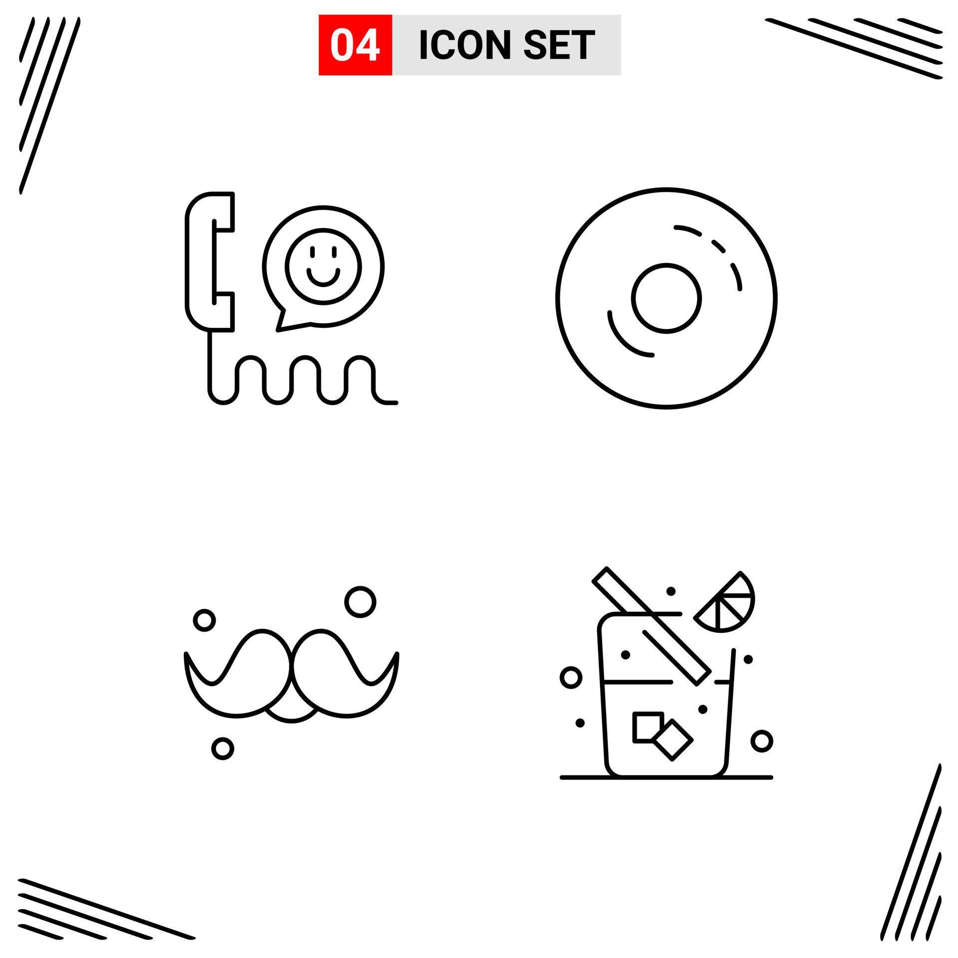 4 Icons Line Style. Grid Based Creative Outline Symbols for Website Design. Simple Line Icon ...