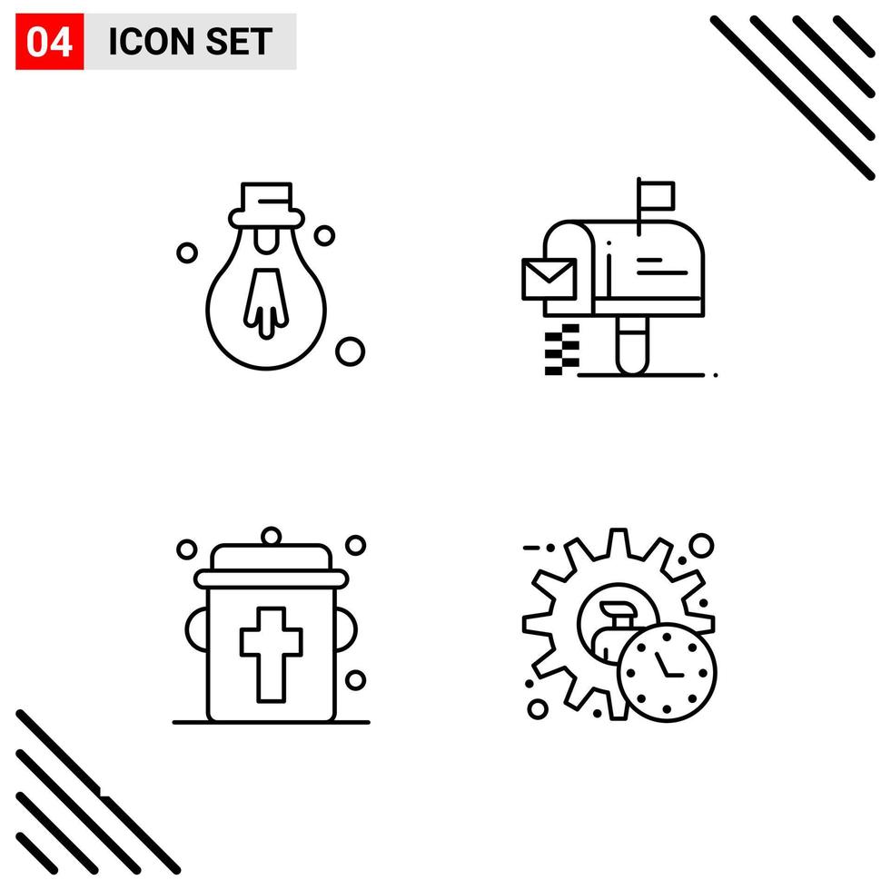Pixle Perfect Set Of 4 Line Icons Outline Icon Set For Webite Designing And Mobile Applications