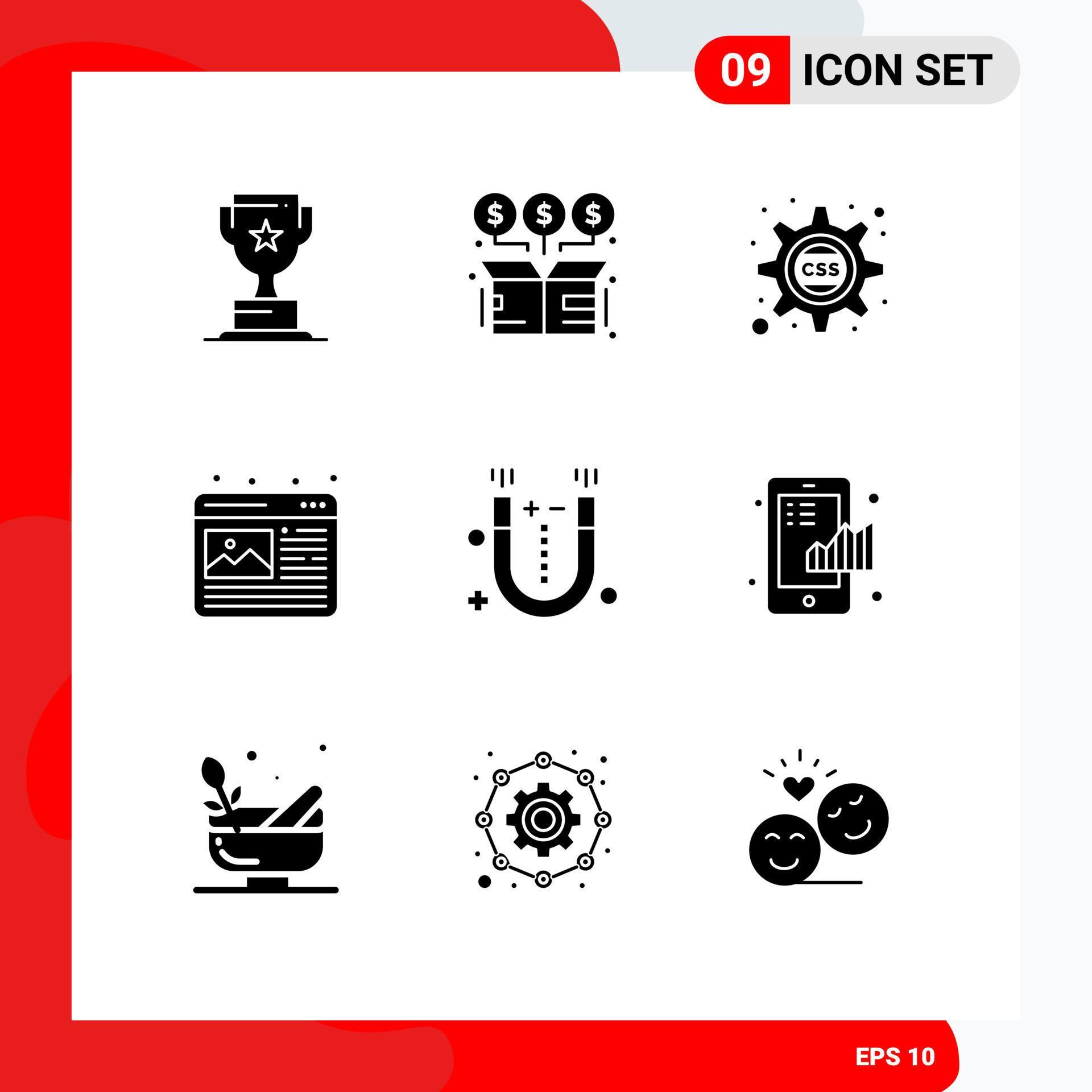 9 Creative Icons Modern Signs and Symbols of attraction image online design css gear Editable ...