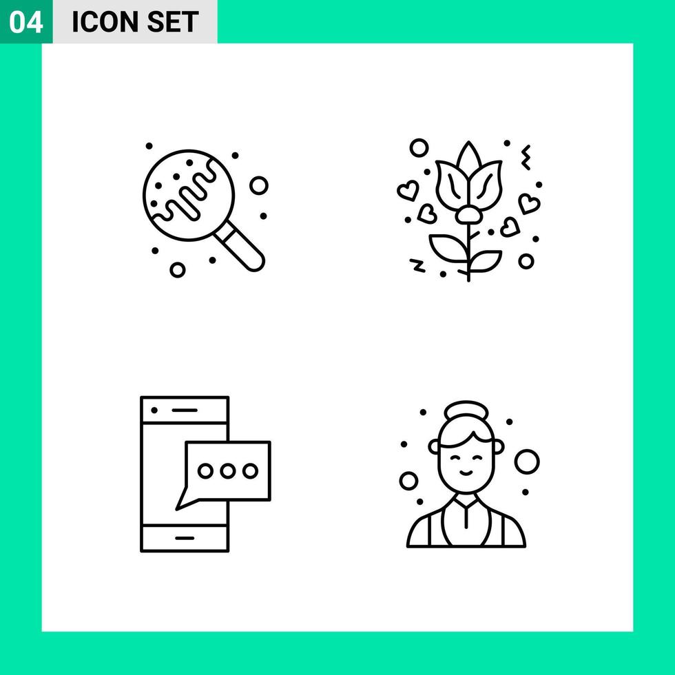 Pack Of 4 Line Style Icon Set Outline Symbols For Print Creative