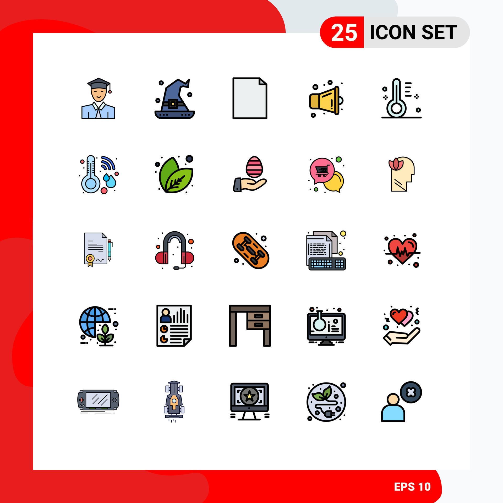 25 User Interface Filled Line Flat Color Pack Of Modern Signs And Symbols Of Temperature Design