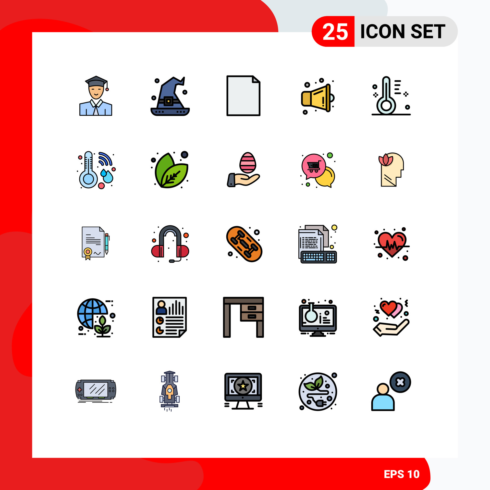 25 User Interface Filled Line Flat Color Pack Of Modern Signs And Symbols Of Temperature Design