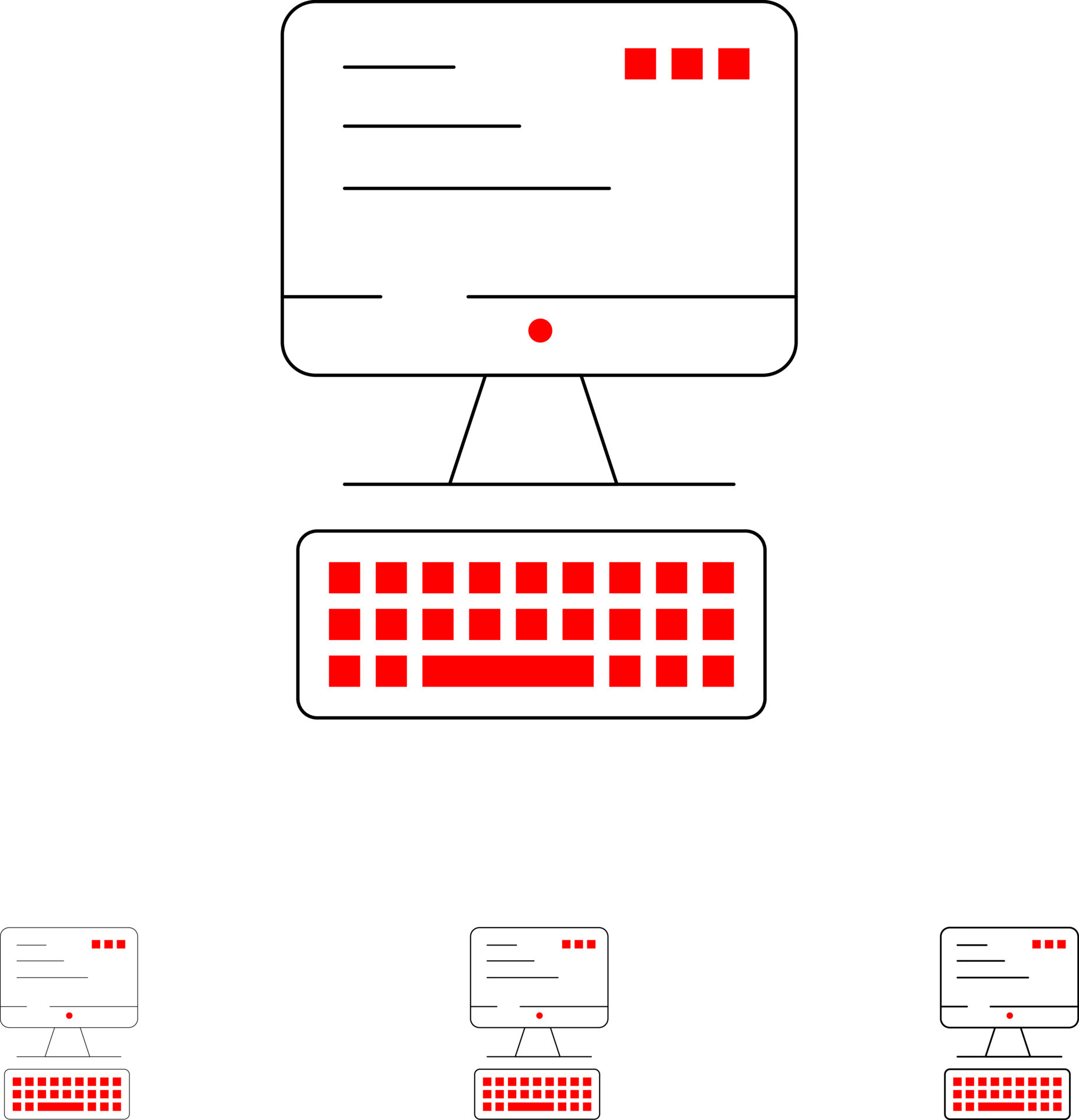 Computer Keyboard Monitor Computing Bold And Thin Black Line Icon Set