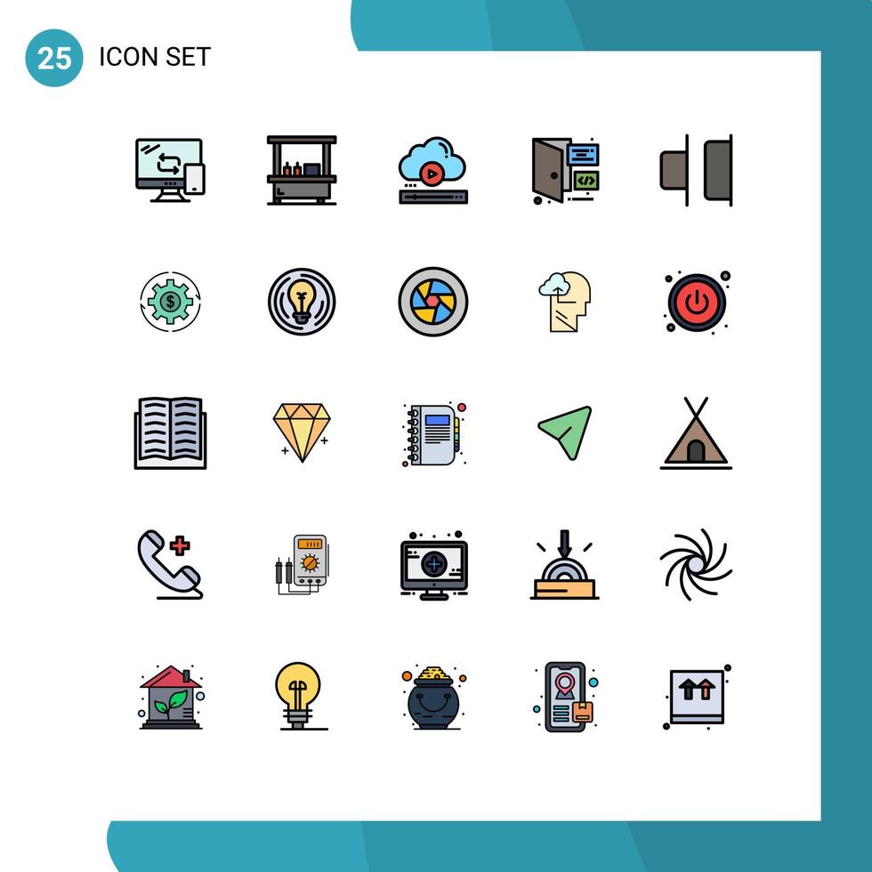 Editable Vector Line Pack Of 25 Simple Filled Line Flat Colors Of Distribute Development Video