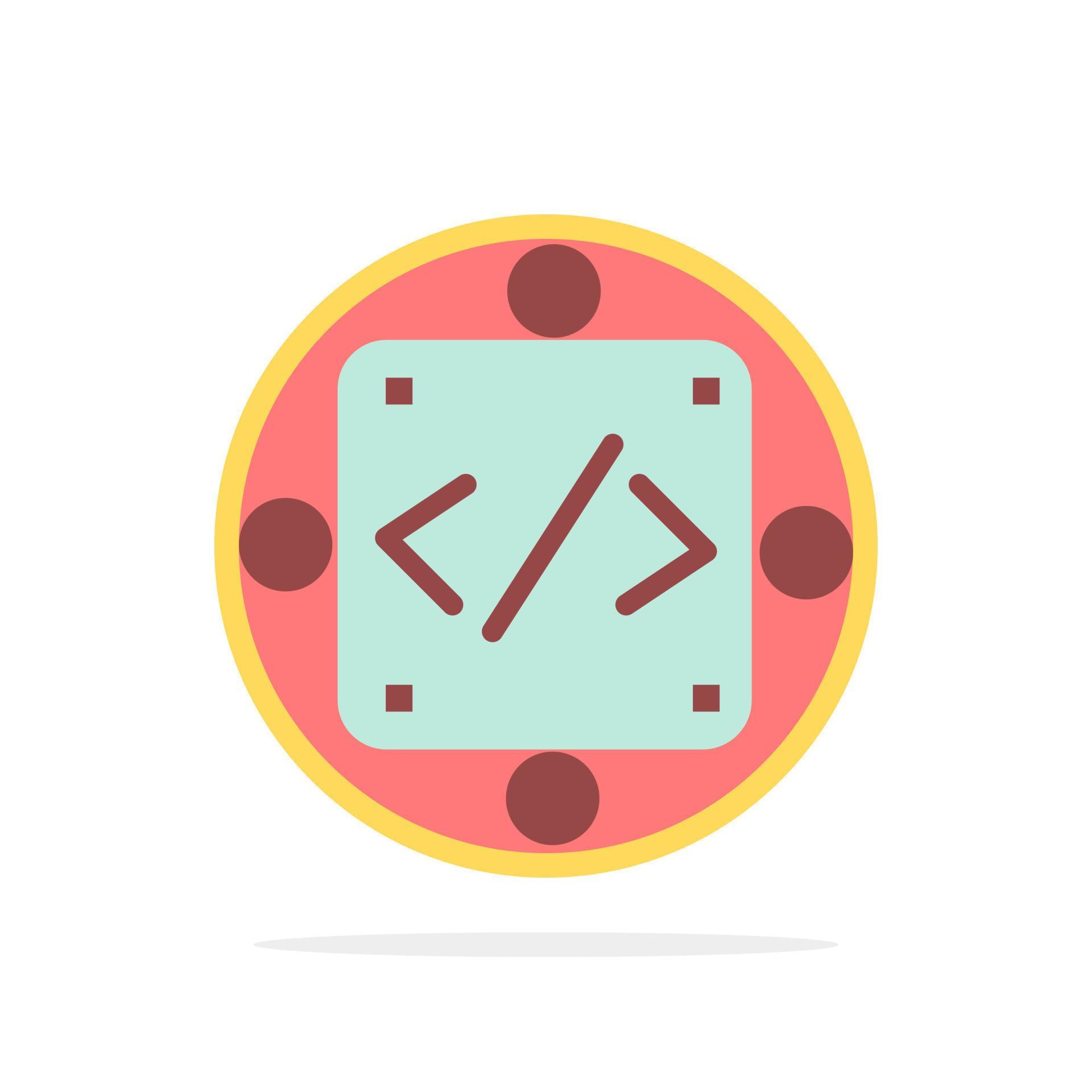 Code Custom Implementation Management Product Abstract Circle Background Flat Color Icon
