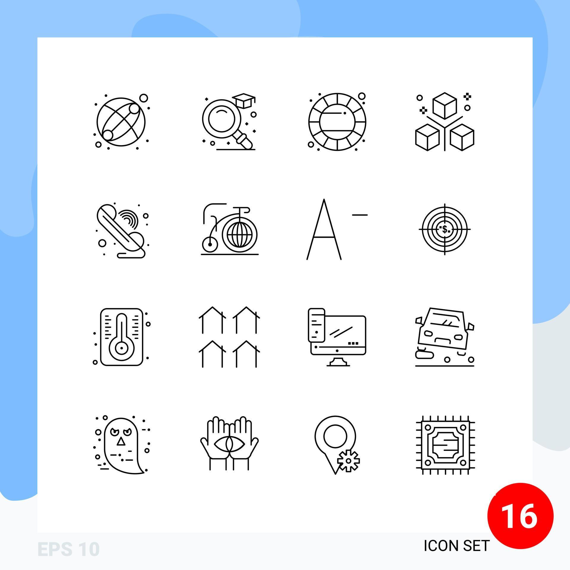 Editable Vector Line Pack Of 16 Simple Outlines Of Phone Call Wheel Programing Development