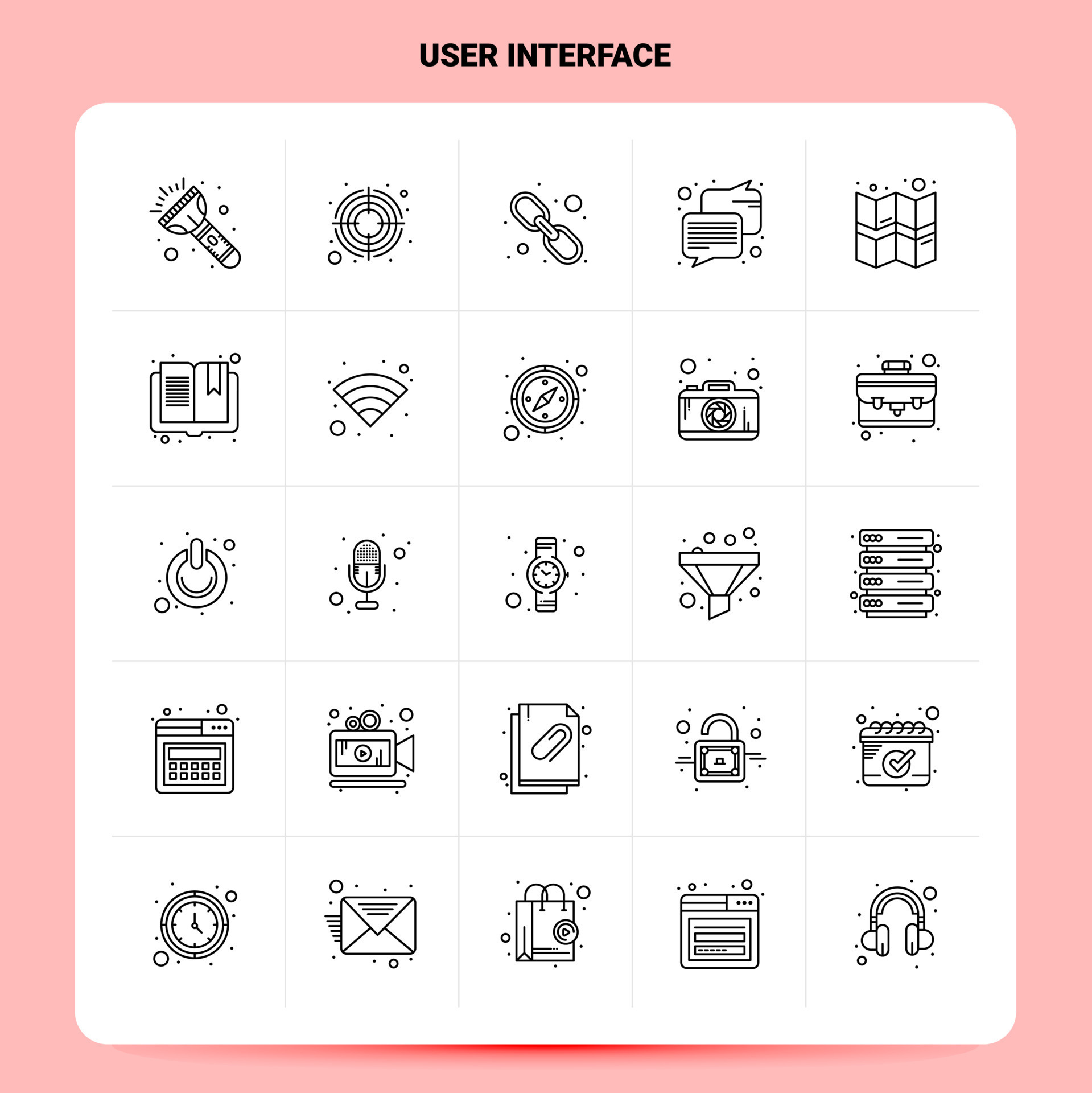 Outline 25 User Interface Icon Set Vector Line Style Design Black Icons Set Linear Pictogram