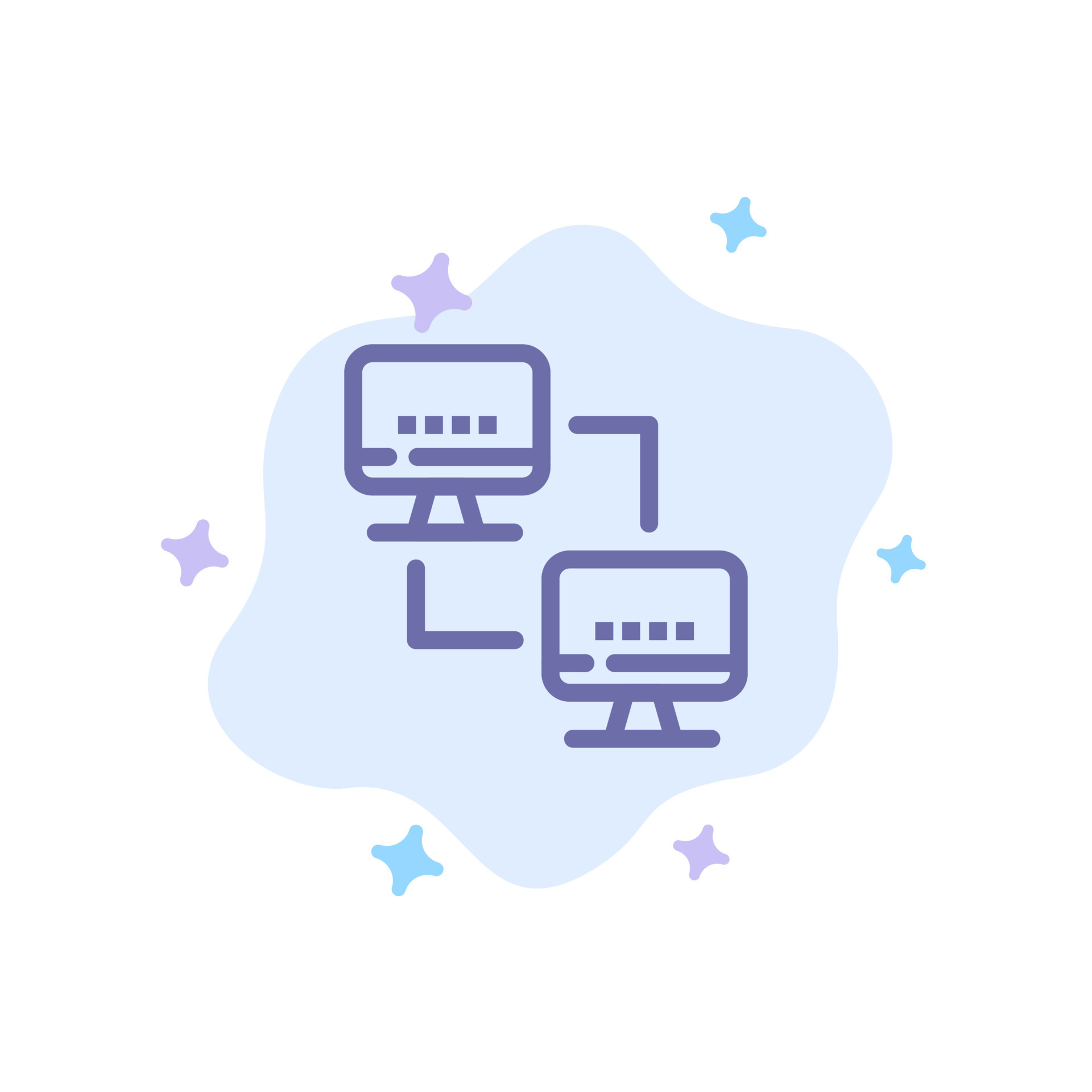 Computer Network Computing Computers Blue Icon On Abstract Cloud