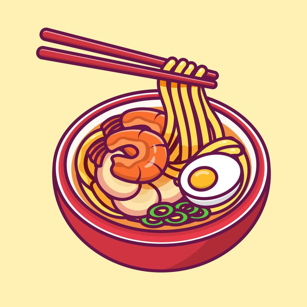 Miso Ramen Noodle With Chopsticks Isolated Cartoon Vector 14873539
