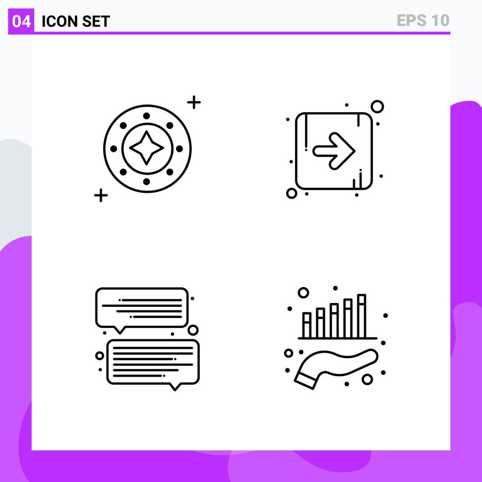 Set of 4 icons in Line style Creative Outline Symbols for Website ...