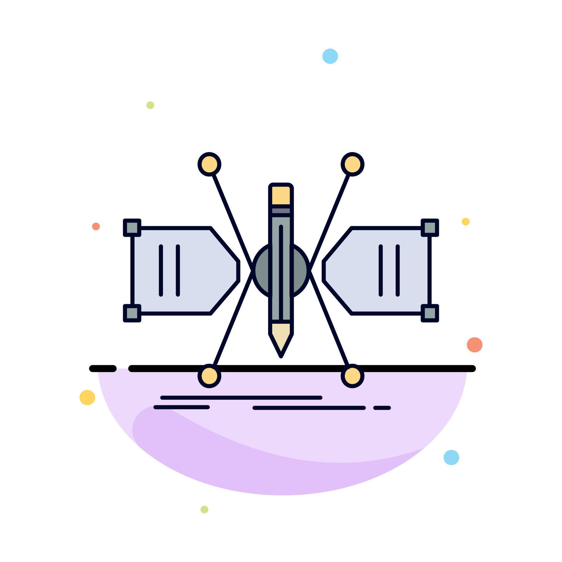 Architect Constructing Grid Sketch Structure Flat Color Icon Vector
