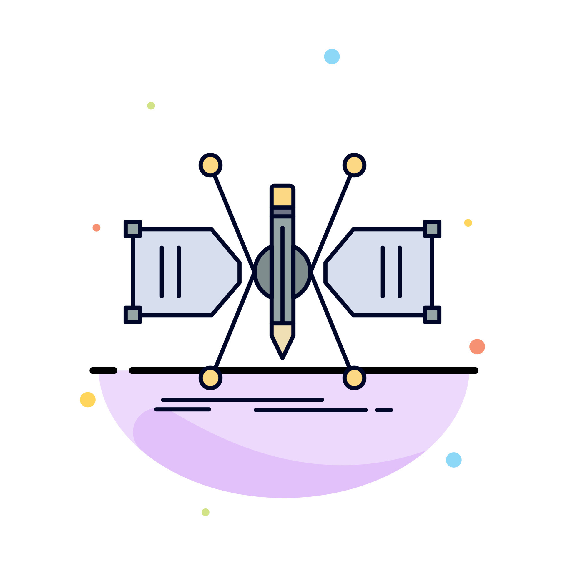 Architect Constructing Grid Sketch Structure Flat Color Icon Vector 5176