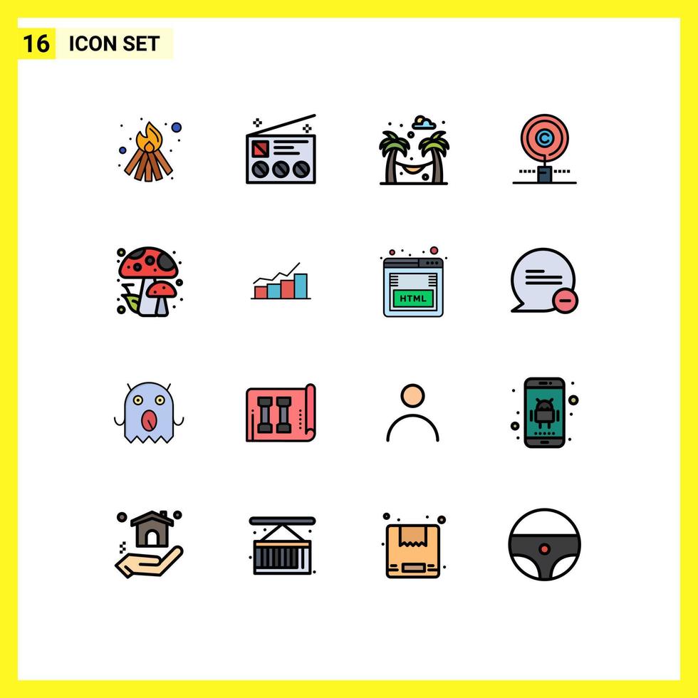 16 User Interface Flat Color Filled Line Pack of modern Signs and ...