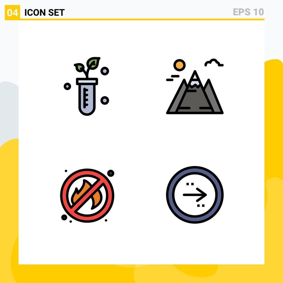 4 Universal Filledline Flat Colors Set For Web And Mobile Applications Tube Place Science Sun