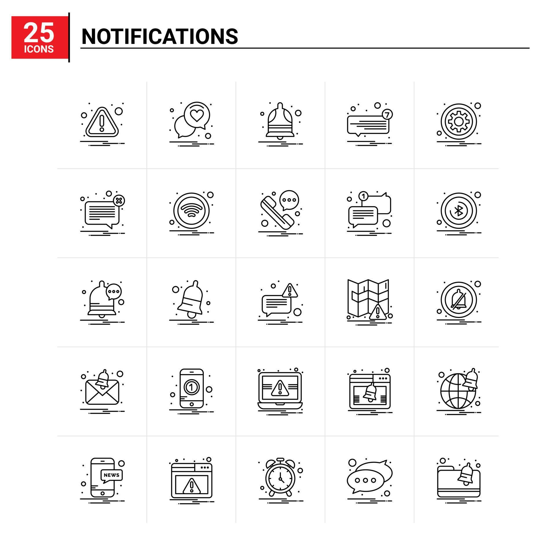 25 Notifications icon set vector background 14874811 Vector Art at Vecteezy