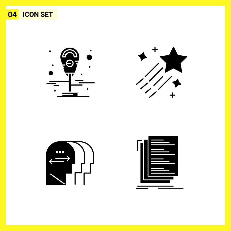 4 Icon Set Simple Solid Symbols Glyph Sign on White Background for ...