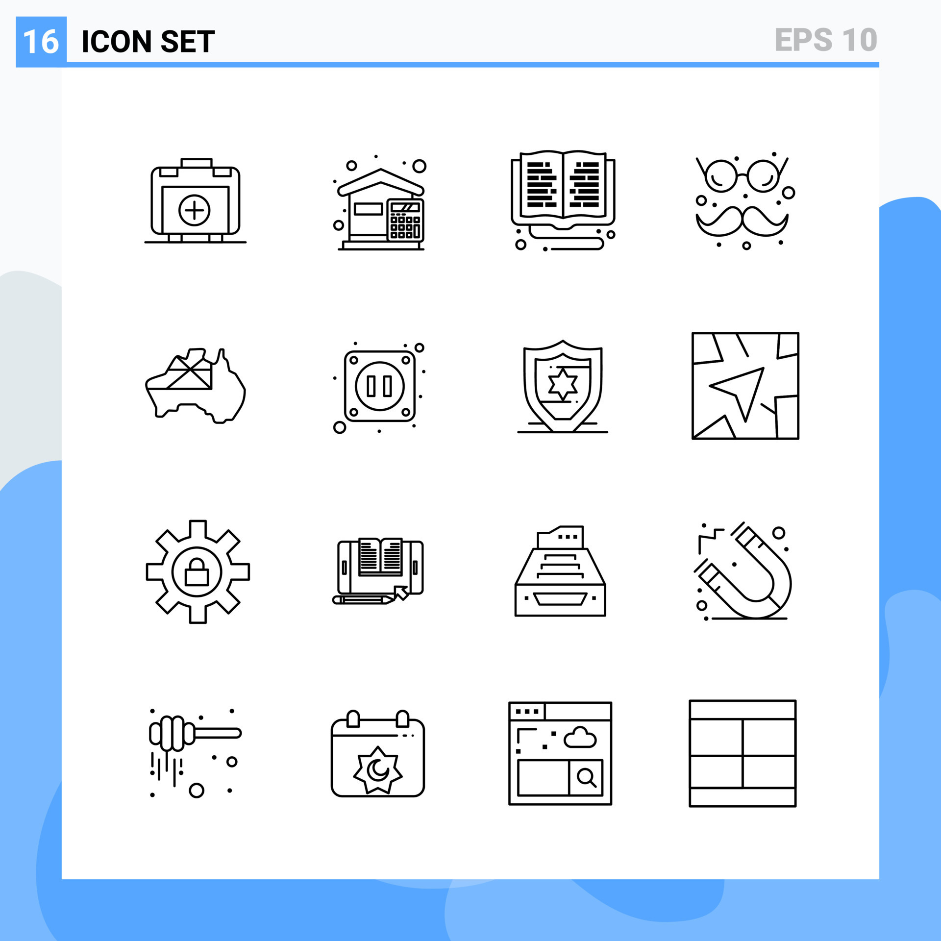 Modern 16 Line style icons Outline Symbols for general use Creative ...
