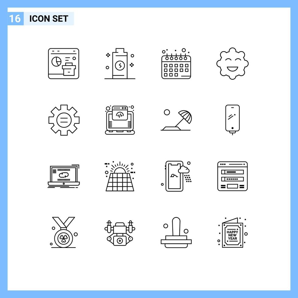 Stock Vector Icon Pack of 16 Line Signs and Symbols for setting world ...