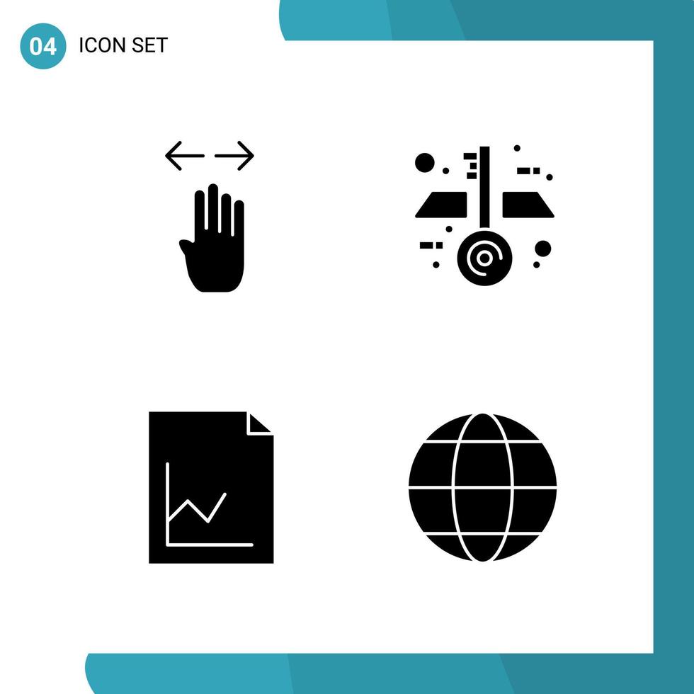 Vector Pack of 4 Glyph Symbols Solid Style Icon Set on White Background ...