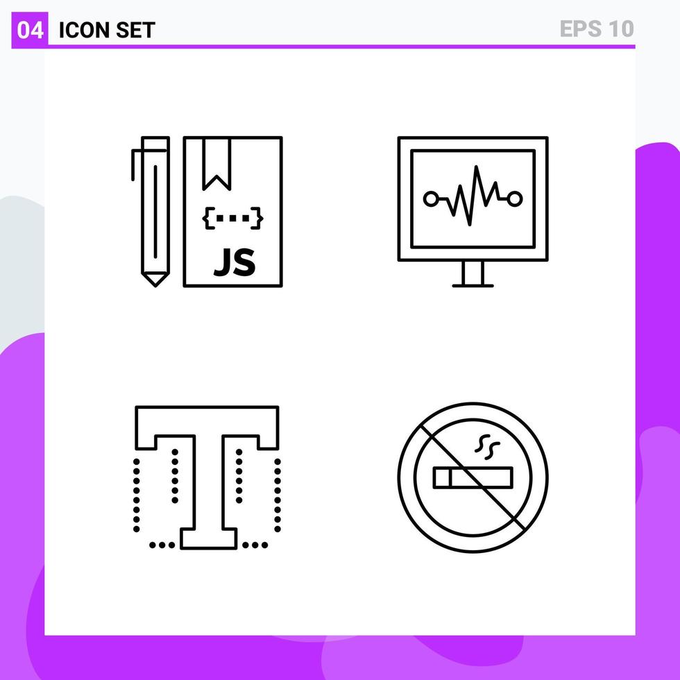 Set of 4 icons in Line style Creative Outline Symbols for Website ...