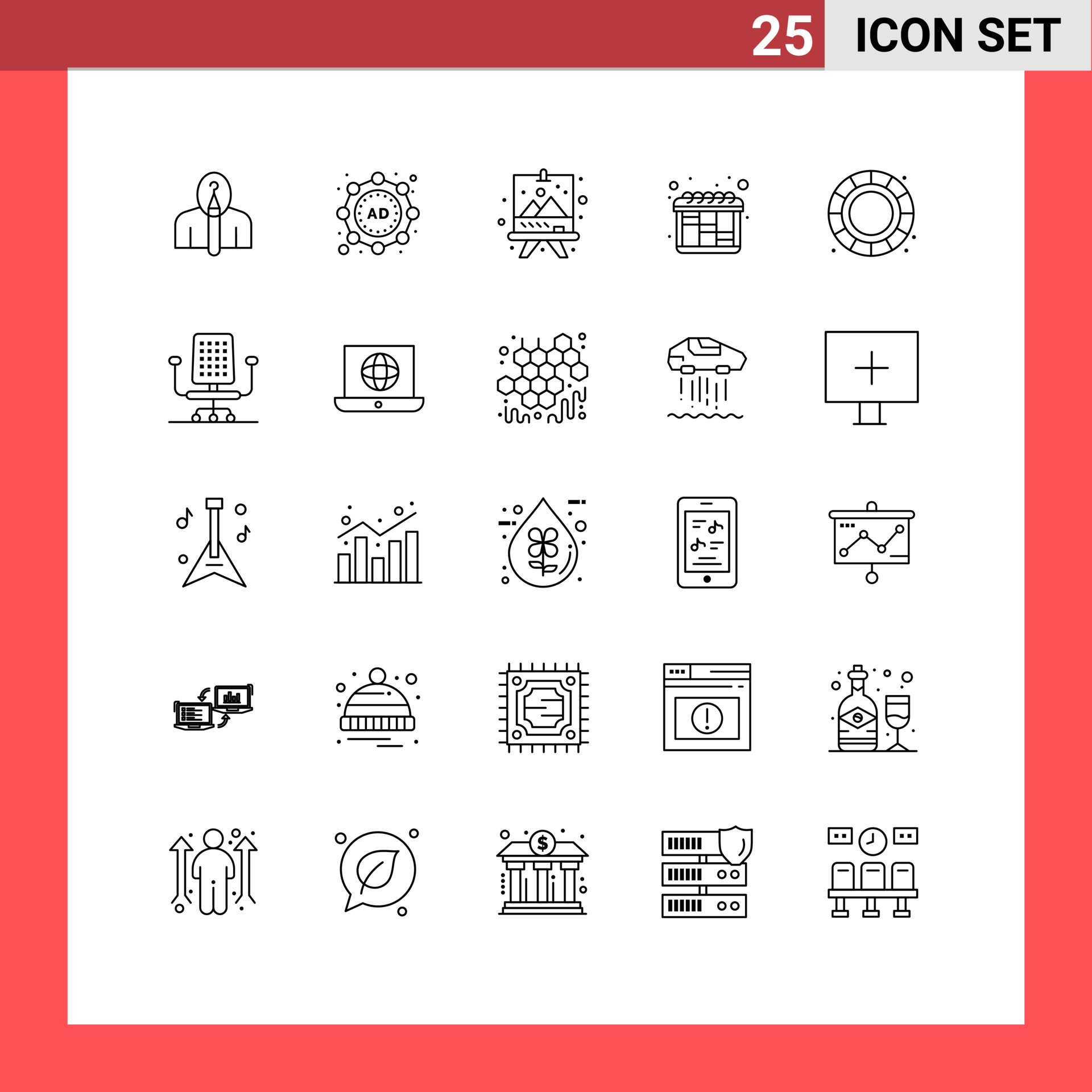 Set Of 25 Vector Lines On Grid For Process Color Wheel Board Workflow Iteration Editable Vector