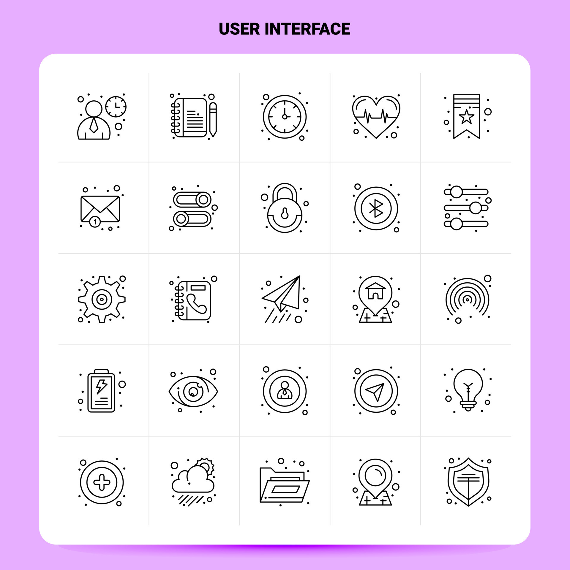 Outline 25 User Interface Icon Set Vector Line Style Design Black Icons Set Linear Pictogram