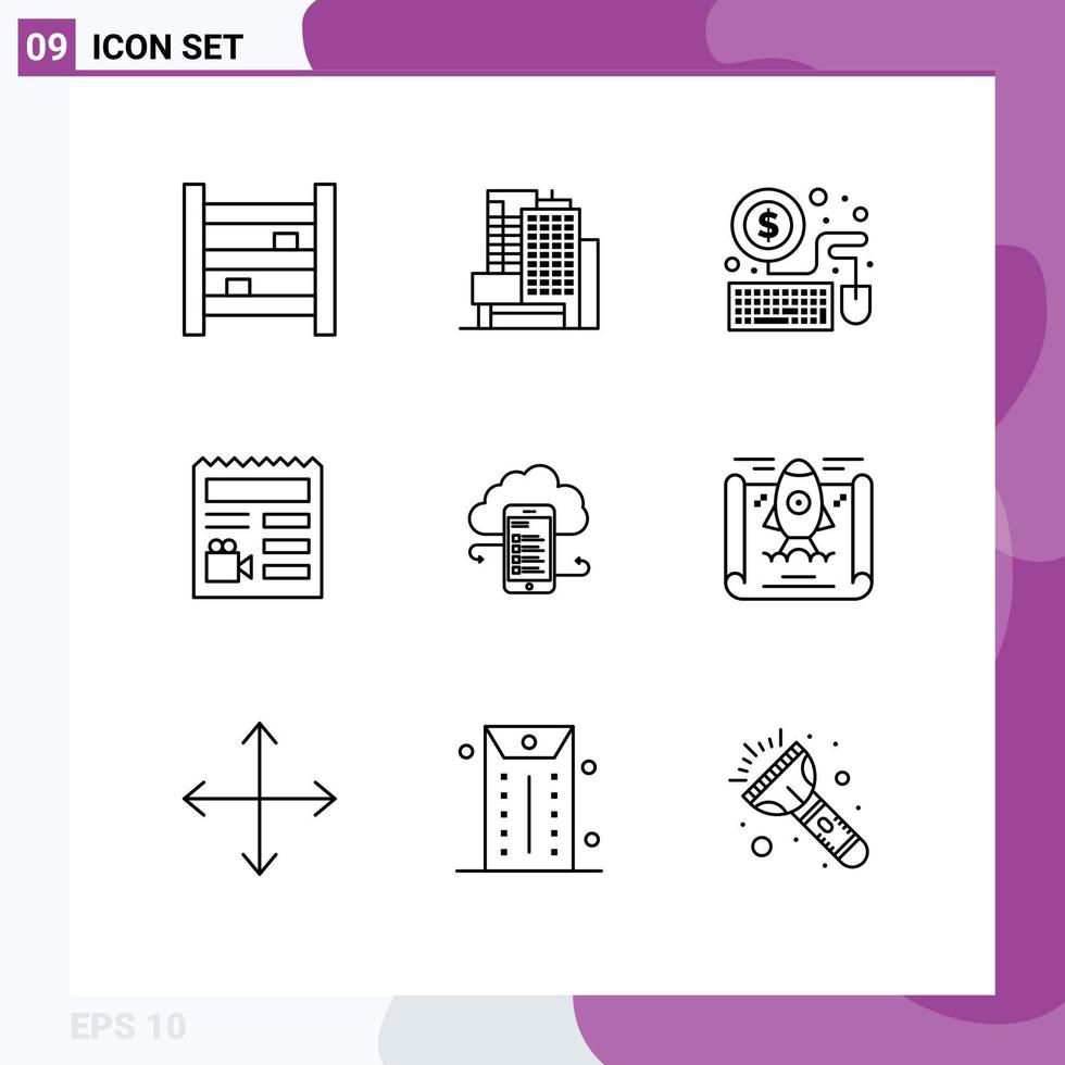 9 Universal Outlines Set For Web And Mobile Applications Cloud Storage