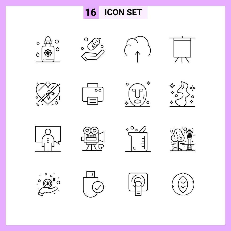 16 Icons In Line Style Outline Symbols On White Background Creative Vector Signs For Web Mobile
