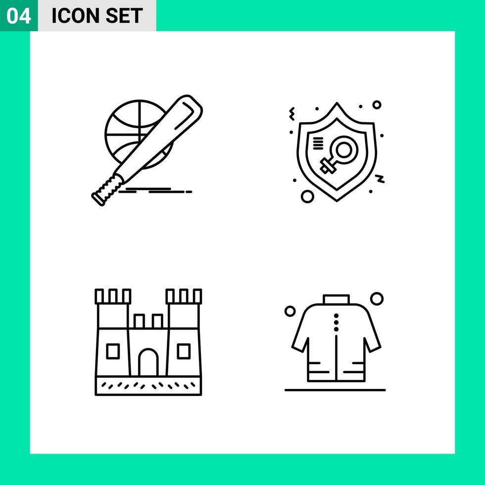 Pack Of 4 Line Style Icon Set Outline Symbols For Print Creative