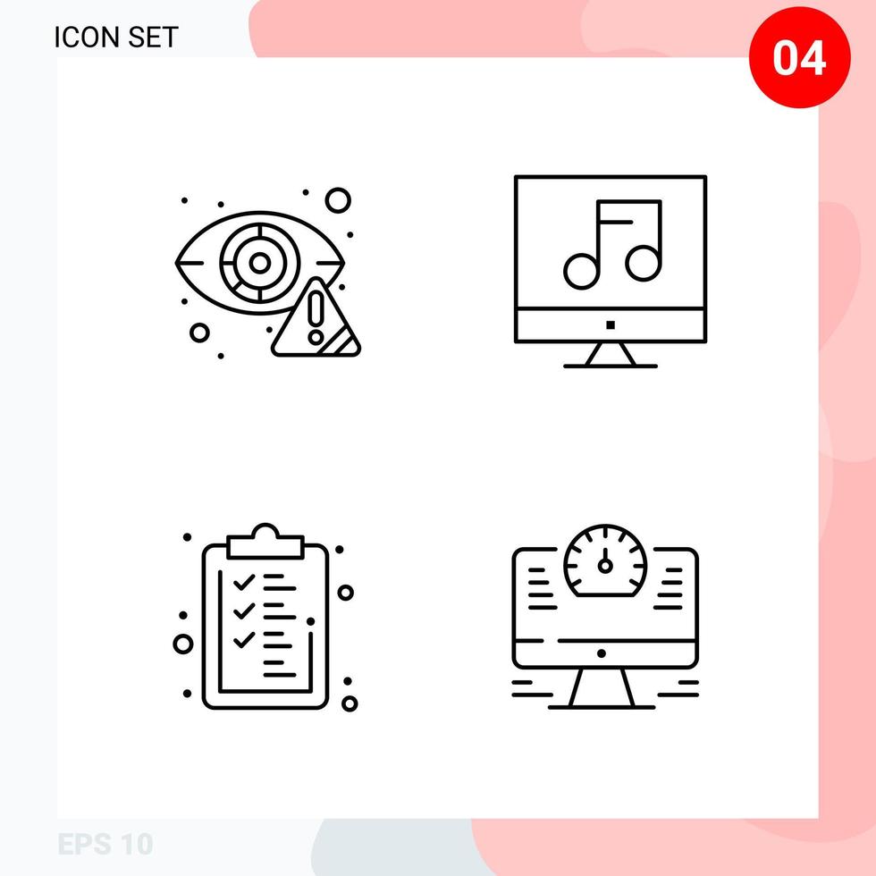 Vector Pack of 4 Icons in Line Style. Creative Outline Pack isolated on ...
