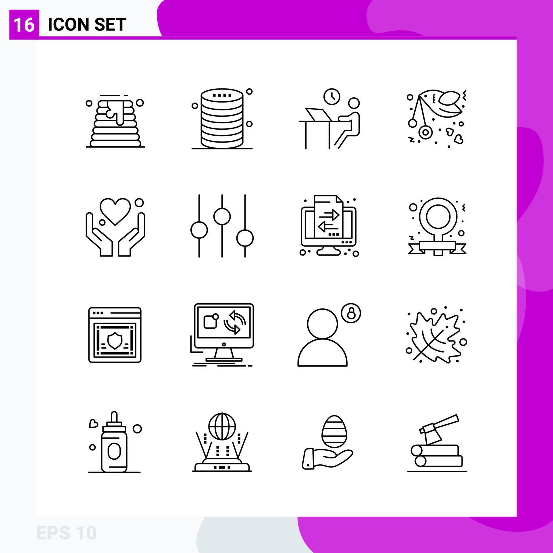 Line Icon Set Pack Of 16 Outline Icons Isolated On White Background For Web Print And Mobile