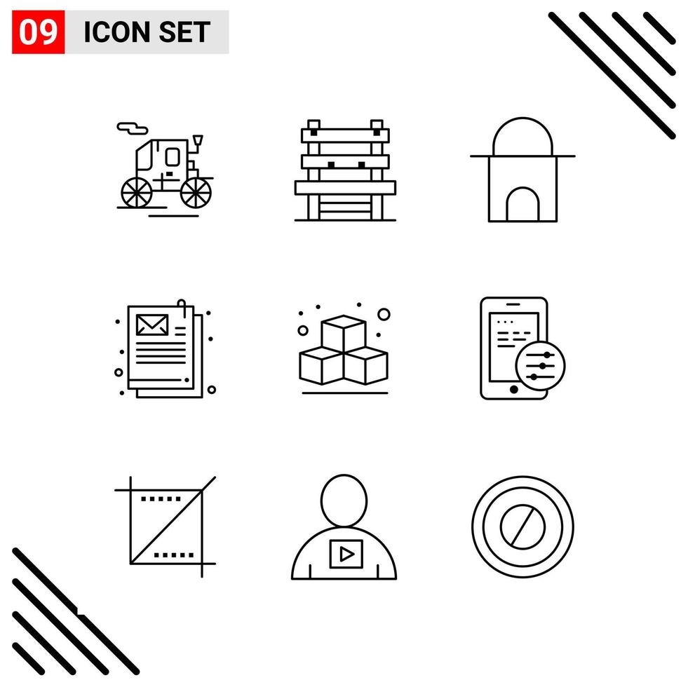 Pixle Perfect Set of 9 Line Icons. Outline Icon Set for Webite ...