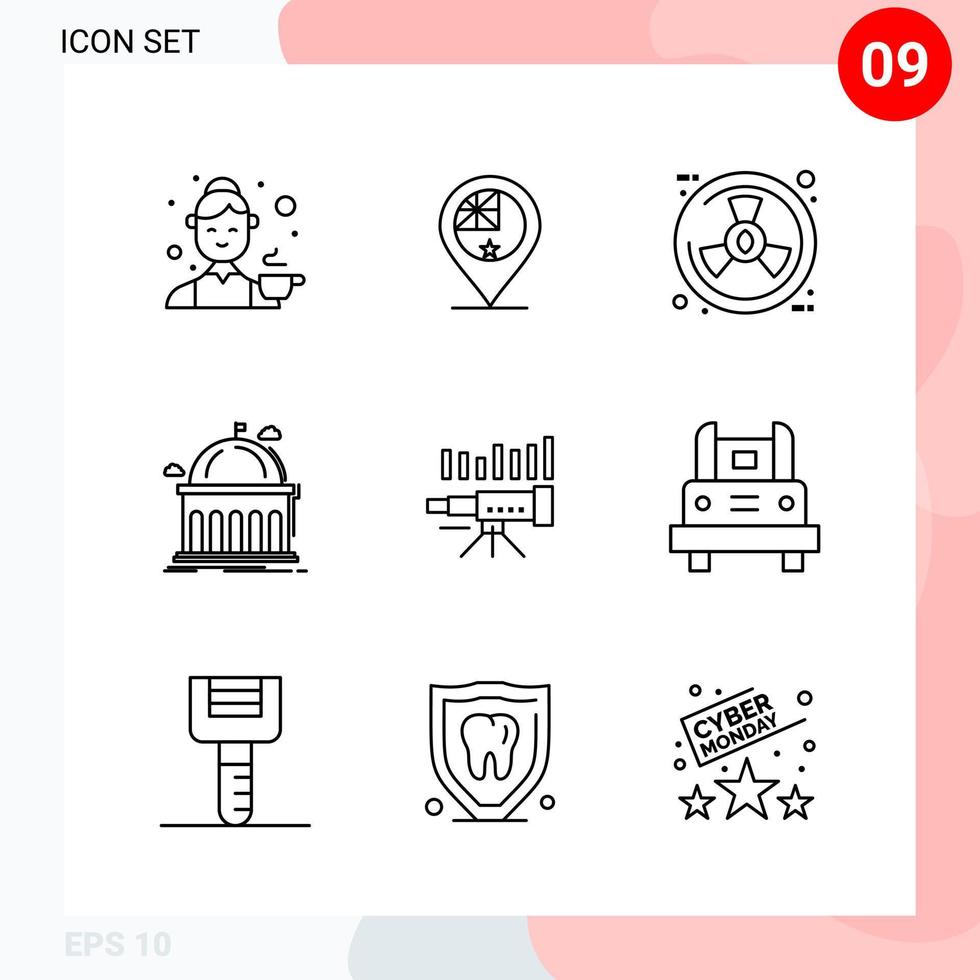 Vector Pack of 9 Icons in Line Style. Creative Outline Pack isolated on ...